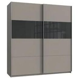 Schwebet&uuml;renschrank wimex "Bramfeld TOPSELLER Kleiderschrank", schwarz (saharagrau, absetzung schwarzglas), B:180cm H:198cm T:64cm, Schr&auml;nke, Schwebet&uuml;renschrank, mit Glaselementen und zus&auml;tzlichen Einlegeb&ouml;den