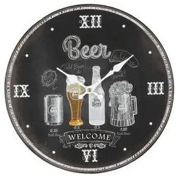 Wanduhr AMBIENTE HAUS "Wanduhr - Beer 28cm", schwarz, B:28cm H:25cm T:2cm, Wanduhren, Wanduhr