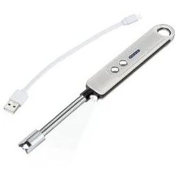 Stabanz&uuml;nder Maximex "LED Lichtbogen-Feuerzeug", silber (silberfarben), B:2,5cm H:22,5cm L:1,5cm, Kunststoff, Feuerzeuge, mit elektrischem Anz&uuml;nder, ohne Gas, Flammen und Nachf&uuml;llen