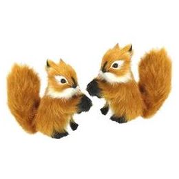 Dekofigur I.GE.A. "Tierfigur mini Eichh&ouml;rnchen", braun, B:5cm H:10cm, Polyester, Dekofiguren, 2er Set aus Kunstfell Statue Ornamente Pelz Pl&uuml;schtier Waldtier