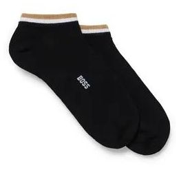 Sneakersocken BOSS "2P AS Uni stripe CC", Herren, Gr. 39-42, schwarz (schwarz_001), Baumwollmischung, unifarben, Socken Sneakersocken, mit geringeltem Abschluss