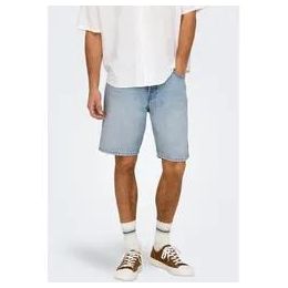 Only & Sons Shorts ONLY & SONS "ONSEDGE LB 2041 AZG DNM SHORTS", Herren, Gr. XXL, N-Gr, blau (light blau denim), Web, Obermaterial: 100% Baumwolle, unifarben, straight fit knielang, Hosen Shorts