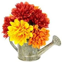 Kunstblume I.GE.A. "Chrysanthemen in Gie&szlig;kanne", gelb (gelb, orange), B:25cm H:24cm L:18cm, Polyester, Kunstpflanzen, Herbstgesteck Herbstliche Blumen