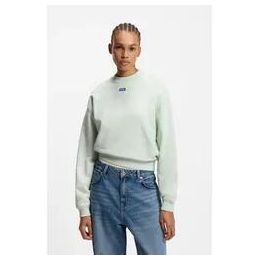 HUGO BOSS Sweatshirt HUGO BLUE "Delessa", Damen, Gr. L, light, pastel gr&uuml;n 335, Sweatware, Obermaterial: 100% Baumwolle, unifarben, regular fit normal, Rundhals, B&uuml;ndchen, Sweatshirts Sweatshirt, mit Logoaufn&auml;her