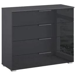 Schubkastenkommode Rauch "Sideboard Kommode Schubkastenkommode KOLUNA mit Glasfront", graumetallic, glas basalt, B:80cm H:81cm T:42cm, Holzwerkstoff, Sideboards, vier gro&szlig;e und ger&auml;umige Schubladen mit viel Stauraum MADE IN GERMANY