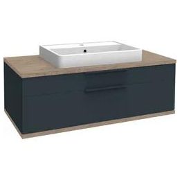 Waschtisch Welltime "Belmont", grau (korpus und front anthrazit matt, abdeckplatte und unterteil waschtischunterbau optik nature oak, anthrazit matt, abdeckplatte und unterteil waschtischunterbau optik nature oak), B:110cm H:51,4cm T:50cm, Waschtische, Waschtisch
