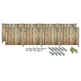 Sichtschutzelement Konifera "FULLERTON", gr&uuml;n, H:180cm, Massivholz, Stahl, Zaunelemente, Rustikale Bohlen, verschiedene L&auml;ngen