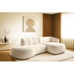 Ecksofa Home Affaire, B:278cm H:73cm T:152cm, wei&szlig;, 100% Polyester, Wohnzimmer, Sofas, "OSTRUP Rundsofa, L-Form, Naturt&ouml;ne, Boucle", Breite 278 cm,