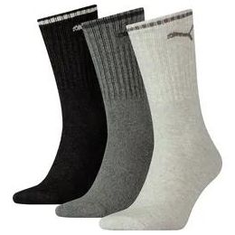 Sportsocken Puma "Puma UNISEX STRIPED CREW SOCK", Herren, Gr. 43-46, schwarz (anthrazit, grau), Baumwollmischung, normal, Socken Sportsocken, Komfort-Bund, Frottee-Polsterung, flache Zehennaht