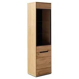 Standvitrine MCA LIVING "Araya Vitrine", braun (eichenfarben), B:52,5cm H:195,5cm T:40,5cm, Holzwerkstoff, Massivholz, Schr&auml;nke, Standvitrine, T&uuml;ren ged&auml;mpft