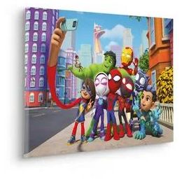 Leinwandbild Komar "Spidey and His Amazing Friends Selfie - Gr&ouml;&szlig;e 60 x 40 cm", bunt (farbe rahmen: braun, farbe bild(er): bunt), B:60cm H:40cm T:2cm, Holz, Papier, Bilder, Leinwandbild, Keilrahmenbild mit Echtholzrahmen, Kinderzimmer