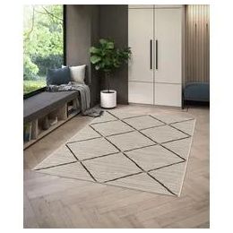 Teppich "Outdoorteppich PARADISE - Rhombus", braun (hellbraun,beige,anthrazit), B:120cm H:4mm L:170cm, Polypropylen, PRIMAFLOR-IDEEN IN TEXTIL, Teppiche, Teppich, Flachgewebe, Rauten, Scandi, In- und Outdoor geeignet, wasserfest