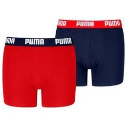Boxershorts Puma "Puma BOYS EVERYDAY BASIC BOXERS 2P", Jungen, Gr. 158/164, rot (rot, navy), Obermaterial: 95% Baumwolle, 5% Elasthan, Unterhosen, Komfortabler Logobund, ohne Eingriff