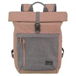 Freizeitrucksack Travelite "BASICS Rollup Rucksack", Gr. B/H/T: 37cm x 60cm x 16cm, rosa (rosa, grau), Polyester, Rucks&auml;cke Freizeitrucksack