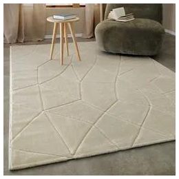 Teppich Wecon Home "Unplugged, auch in quadratischer Form", beige (sand beige), B:140cm H:10mm L:200cm, Polypropylen, Teppiche, Teppich, Kurzflor, Hoch Tief Struktur, gewebt, Wohnzimmer, Schlafzimmer, modern