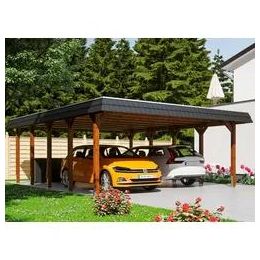 Skan Holz Doppelcarport SKANHOLZ "Spreewald", braun, B/H/T: 215cm x, Carports