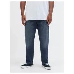 Jack & Jones PlusSize Tapered-fit-Jeans "MIKE ORIGINAL", Herren, Gr. 42, L&auml;nge 32, blau denim, Denim/Jeans, Obermaterial: 98% Baumwolle, 2% Elasthan, JACK & JONES PLUSSIZE, Abriebeffekte, bequem lang, Jeans