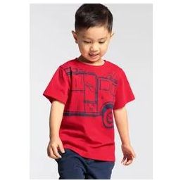 T-Shirt Kidsworld "FEUERWEHR", Jungen, Gr. 128/134, rot, Single Jersey, Obermaterial: 100% Baumwolle, bedruckt, Basic, Rundhals, Shirts T-Shirt, Kurzarm, Basic-Passform, mit trendigem Druck, Rundhalsausschnitt
