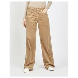 Cordhose Gang "94CARLOTTA LONG", Damen, Gr. 33, N-Gr, beige (biscuit), Cord, Obermaterial: 47% Lyocell, 41% Baumwolle, 11% Polyester, 1% Elasthan, unifarben, lang, Hosen Cordhose, im Wide Fit mit geradem Beinverlauf