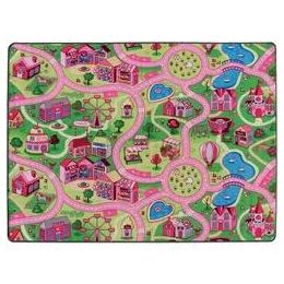 Kinderteppich "Spielteppich SWEET CITY, Made in Belgium", bunt, B:95cm H:5mm L:133cm, Polyamid, PRIMAFLOR-IDEEN IN TEXTIL, Teppiche, Kinderteppich, Stra&szlig;en-Teppich, Stra&szlig;enbreite ca. 9 cm, Kinderzimmer
