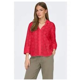 Jacqueline de Yong Hemdbluse JDY "JDYTALLIE 3/4 LONG SHIRT WVN NOOS", Damen, Gr. XS, ski patrol, Spitze, Obermaterial: 100% Baumwolle, unifarben, regular fit Po-bedeckend, angesetztes B&uuml;ndchen, Blusen Hemdbluse, mit Lochstickerei-Detail