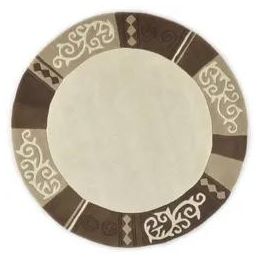 Wollteppich Theko "Ambadi", beige, H:14mm &Oslash;:190cm, Schurwolle, Teppiche, reine Schurwolle, handgetuftet, mit Bord&uuml;re, modern