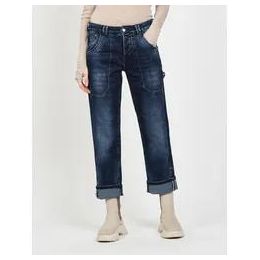 Straight-Jeans Gang "94THELMA WORKER", Damen, Gr. 28, N-Gr, blau (dunkelblau used), Denim/Jeans, Obermaterial: 90% Baumwolle, 8% Polyester, 2% Elasthan, straight fit, Jeans Straight-Jeans, mit aufgesetzten Taschen und typischen Workerdetails