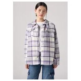 Levi's Hemdjacke LEVI'S KIDS "LVG OVERSIZED PLAID SHACKET", M&auml;dchen, Gr. 12 (152), lila (heirloom lila), Fleece, Obermaterial: 100% Polyester, kariert, oversize normal, 1-Knopf-Manschette, Jacken, for Girls, Fleece