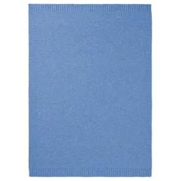 Babydecke Biederlack "Babydecke Wool Knit", blau, B:75cm L:100cm, Wolle, Wohndecken, Babydecke, 75 x 100, mit kontrastfarbigem Patentrand