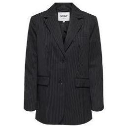 Longblazer Only "ONLREINA L/S PINSTRIPE BLAZER TLR NOOS", Damen, Gr. 36, gr&uuml;n (schwarz stripes:cloud dancer pinstripes), Web, Obermaterial: 97% Polyester, 3% Viskose, Nadelstreifen, oversize, tiefer V-Ausschnitt, Blazer Longblazer, mit Nadelstreifen