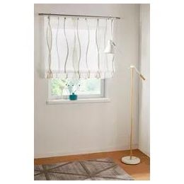 Raffrollo OTTO HOME "Dimona" Gr. 1, beige (creme, schoko), B:45cm H:140cm, Voile, Obermaterial: 100% Polyester, Raffrollos, Transparent, Voile, Polyester, Wellen