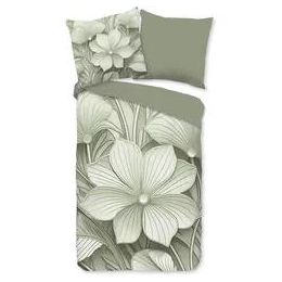 Wendebettw&auml;sche Good Morning "Artdeco", gr&uuml;n, B/L: 200cm x 200cm, 1 Stk., 2 Stk., Renforc&eacute;, B/L: 80cm x 80cm & 80cm x 80cm, 3 Stk., Renforc&eacute;, Obermaterial: 100% Baumwolle, Bettw&auml;sche, Wendebettw&auml;sche, 100% Baumwolle, Renforc&eacute;, Rei&szlig;verschluss, Wendeoptik, Blumen