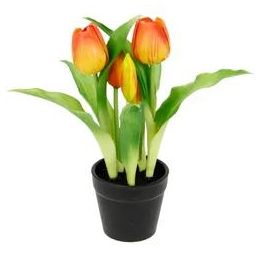 Kunstblume I.GE.A. "Tulpen", orange, B:20cm H:22cm L:20cm, Polyester, Kunstpflanzen, Real-Touch Bl&uuml;ten Tulpe Tulpenstrau&szlig; Latex Kunsttulpe Einzelblumen