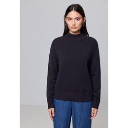 Damen Strickpullover, blau, Gr. 38, STREET ONE STUDIO, unifarben, Stoff, 30% Polyester, 27% Polyacryl, 23% Polyamid, 20% Viskose, Pullover, Feinstrick