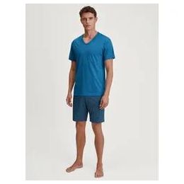 Shorty Calida "Relax Imprint 2", Damen, Gr. L (52/54), nordic, Single Jersey, Obermaterial: 100% Baumwolle, bequem kurz, V-Ausschnitt, Homewear-Sets Shorty, V-Ausschnitt, Brusttasche, Kurzarm, Single Jersey Qualit&auml;t