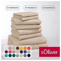 Handtuch Set s.Oliver "s.Oliver, Premium Qualit&auml;t, 600 gr/m2", beige, 8 Stk., Walkfrottier, Walkfrottier, Obermaterial: 100% Baumwolle, Handtuch-Sets, 2 G&auml;stet&uuml;cher 30x50, 4 Handt&uuml;cher 50x100, 2 Duscht&uuml;cher 70x140