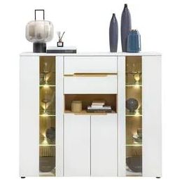 Highboard Innostyle "Memphis Highboard, 145x127x38cm (B/H/T)", wei&szlig;, B:145cm H:127cm T:38cm, ABS-Kunststoff, Glas, Holzwerkstoff, MDF, Sideboards, Highboard, 4 t&uuml;rig, 2 Schubkasten, LED-Beleuchtung, Soft-Close