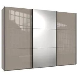 Kleiderschrank wimex "Indiana by fresh to go, wahlweise mit oder ohne Spiegel", grau (saharagrau, glas sahara), B:300cm H:216cm T:65cm, Holzwerkstoff, Schr&auml;nke, Kleiderschrank, gro&szlig;e Breiten250 oder 300cm, mit oder ohne Glasfront, Made in Germany