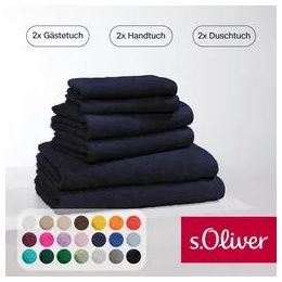 Handtuch Set s.Oliver "s.Oliver, Premium Qualit&auml;t, 600 gr/m2", blau (marineblau), 6 Stk., Walkfrottier, Walkfrottier, Obermaterial: 100% Baumwolle, Handtuch-Sets, 2 G&auml;stet&uuml;cher 30x50, 2 Handt&uuml;cher 50x100, 2 Duscht&uuml;cher 70x140