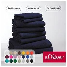 Handtuch Set s.Oliver "s.Oliver, Premium Qualit&auml;t, 600 gr/m2", blau (marineblau), 8 Stk., Walkfrottier, Walkfrottier, Obermaterial: 100% Baumwolle, Handtuch-Sets, 2 G&auml;stet&uuml;cher 30x50, 4 Handt&uuml;cher 50x100, 2 Duscht&uuml;cher 70x140
