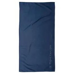 Sporthandtuch Tom Tailor HOME "Fitnesstuch COLOR BATH", blau (schwarz navy), B:50cm L:100cm, Microfaser, Mikrofaser, Handt&uuml;cher, Logo Pr&auml;gung, Mikrofaser, weich, schnell trocknend