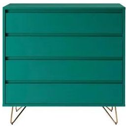 Kommode Salesfever "Bolton - Stilvolles Sideboard", gr&uuml;n (gr&uuml;n, gold), B:90cm H:90cm T:40cm, MDF, Metall, Sideboards, Kommode, Haarnadelbeine aus Metall mit Messinglegierung