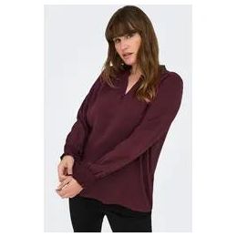 Shirtbluse Only CARMAKOMA "CARMETTA LIFE V-NECK TOP WVN NOOS", Damen, Gr. 46, lila (tawny port), Web, Obermaterial: 100% Polyester, unifarben, regular fit normal, V-Ausschnitt, B&uuml;ndchen, Blusen, Kunstfaser, regular fit