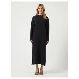 Strickkleid Y.A.S "YASELMA LS LONG KNIT DRESS S. NOOS", Damen, Gr. XS, N-Gr, schwarz, Feinstrick, Obermaterial: 52% Viskose, 26% Polyester, 22% Nylon, unifarben, regular fit ca. Mitte Wade, Kleider Strickkleid