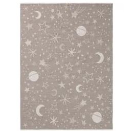 Babydecke Biederlack "Babydecke Universe", beige (taupe), B:75cm L:100cm, Schurwolle, Wohndecken, Babydecke, 75 x 100, mit kurzen Fransen
