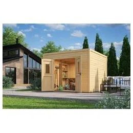 Gartenhaus Nordic Holz "Felix 3", beige (naturbelassen), ohne Fu&szlig;boden, ohne Dacheindeckung, Massivholz, Gartenh&auml;user, Gartenhaus, kleiner stilvoller Schuppen mit Flachdach