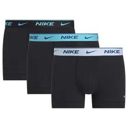 Trunk Nike UNDERWEAR "TRUNK 3PK", Herren, Gr. L, 3 Stk., blk light amry blau, dty cts, blk wb, Jersey, Obermaterial: 95% Baumwolle, 3% sonstige Fasern, 2% Elasthan, kontrastfarbene Details, unifarben, k&ouml;rpernah, Unterhosen, mit farbigem Nike Logo-Elastikbund