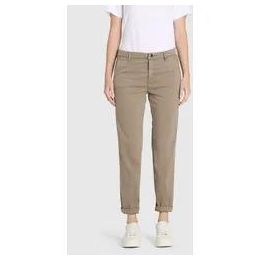 Chinohose MAC "CHINO turn up", Damen, Gr. 36, N-Gr, gr&uuml;n (mud gr&uuml;n ppt), Web, Obermaterial: 39% Lyocell, 34% Modal, 17% Baumwolle, 7% Elastomultiester, 3% sonstige Fasern, unifarben, slim fit kn&ouml;chelfrei, Hosen Chinohose, mit dezentem Glanz, elegant und sportiv zugleich