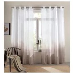 Gardine Bruno Banani "Nevalla" Gr. 3, beige, B:130cm H:225cm, Baumwolle, Baumwolle, Gardinen, Gardine, modern, Farbverlauf, Wohnzimmer, Schlafzimmer, halbtransparent
