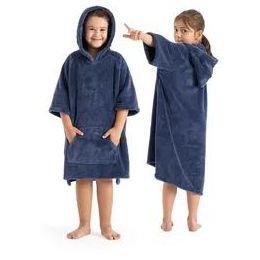 Badeponcho OTTO HOME "Lillou, f&uuml;r Kinder, ideal f&uuml;r Urlaub oder im Schwimmbad" Gr. 152, dunkelblau, 152/164, Microfaser, Hausm&auml;ntel, weich und kuschelig, Fleece, pl&uuml;sch, Surfponcho